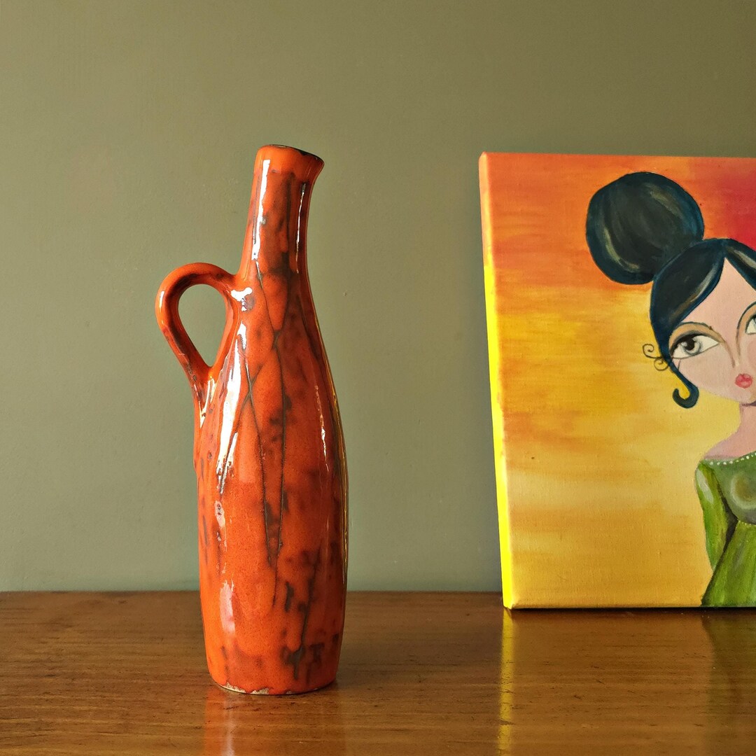 Vintage Zenith Gouda Vase – Mid Century Dutch Pottery – 1970s Orange ...