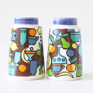 GOEBEL, Mid Century Pepper, Salt and Mustard Set , Colorful Fruit Decor ...