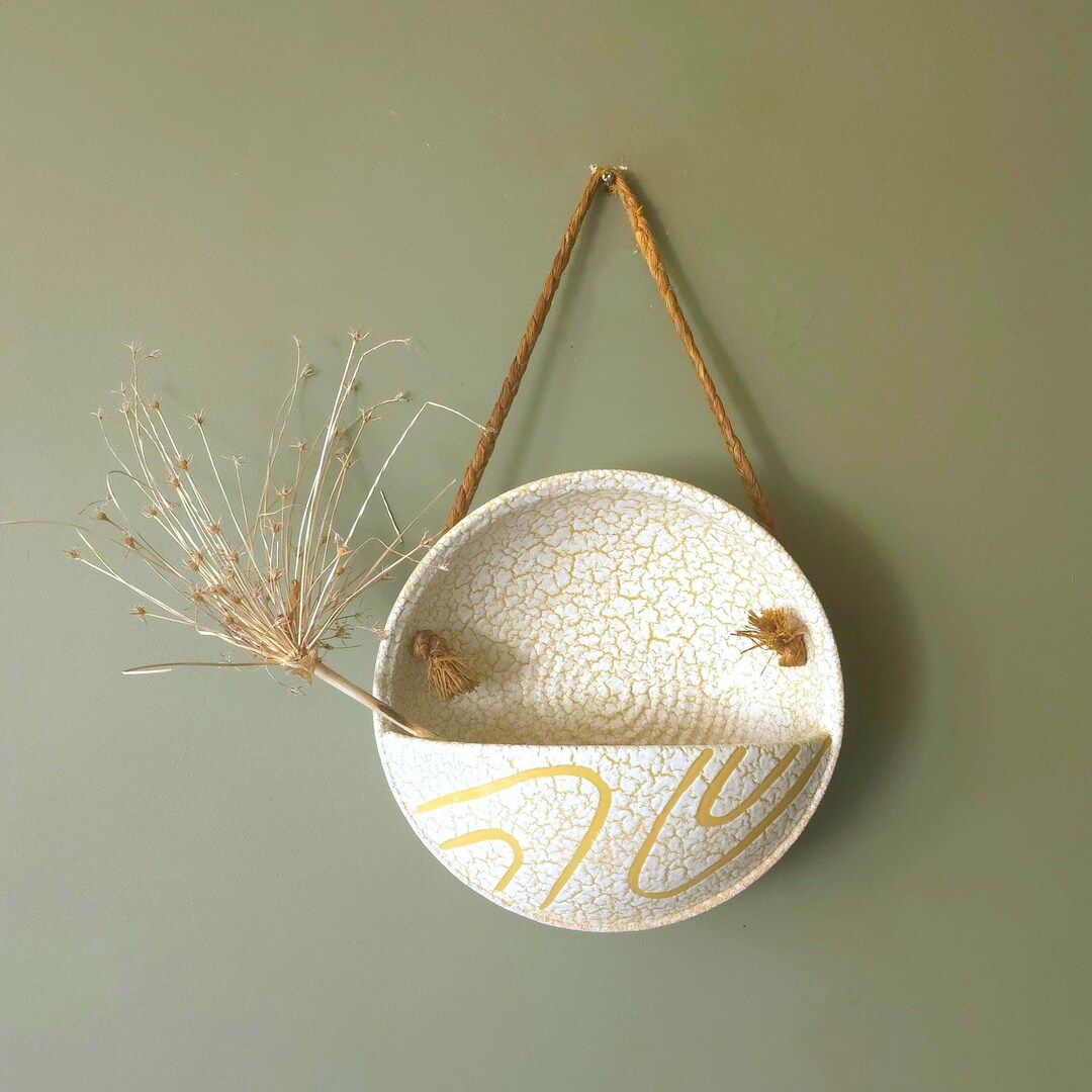 Steuler Mid-century Wall Vase L Textured Ceramic With Sisal Rope, West ...