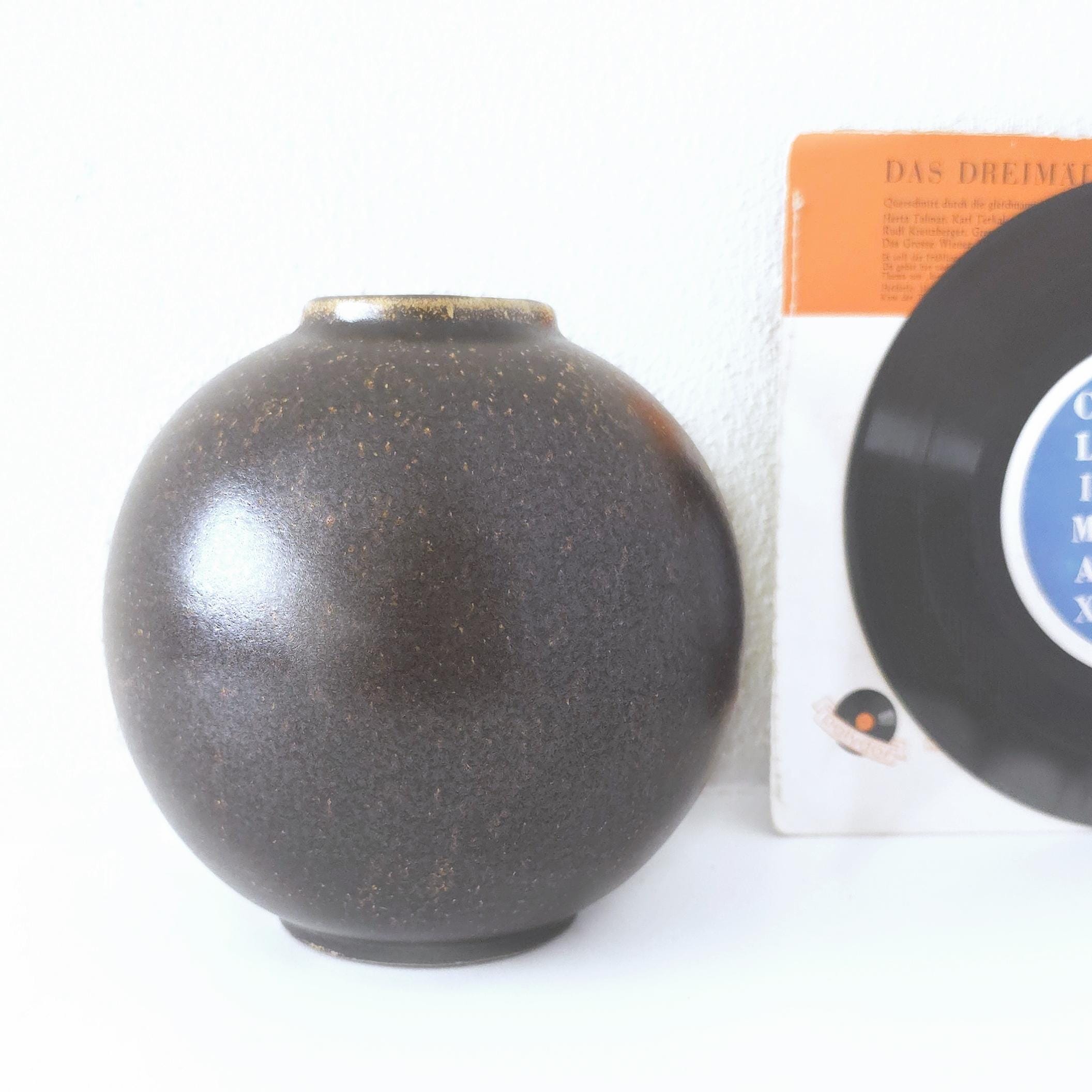 CERAMANO Umbria Brown Mid Century Ball Vase, West German Pottery - Etsy