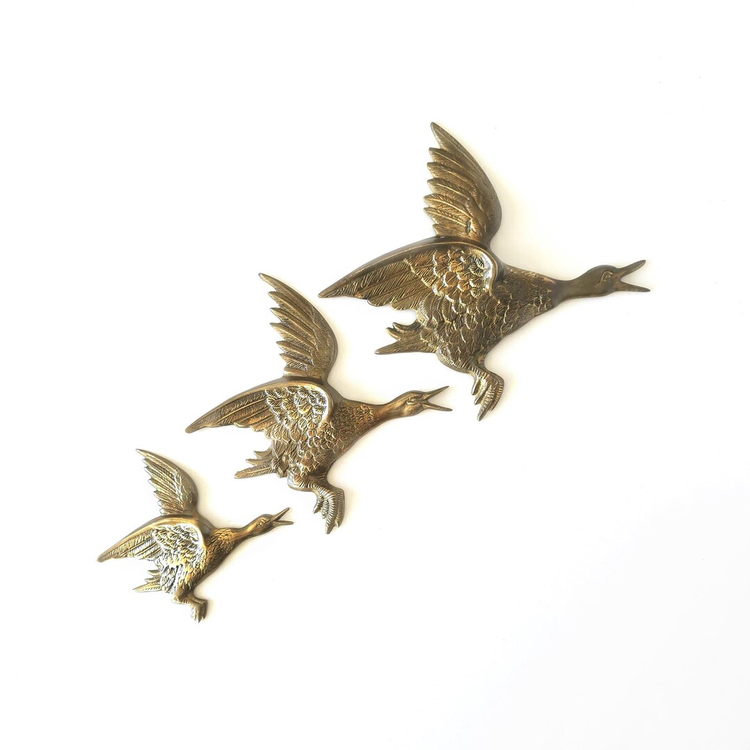 Set of Three Flying Ducks in Brass, Mid Century Wall Decoration - Etsy