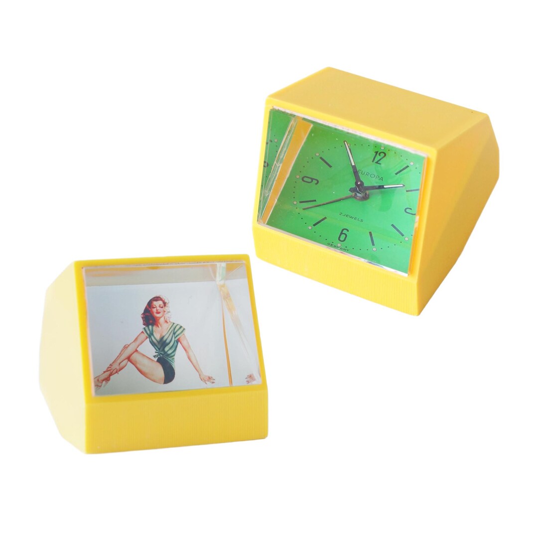Yellow and Green Mid Century Alarm Clock Pin-up Decor. by Europa ...