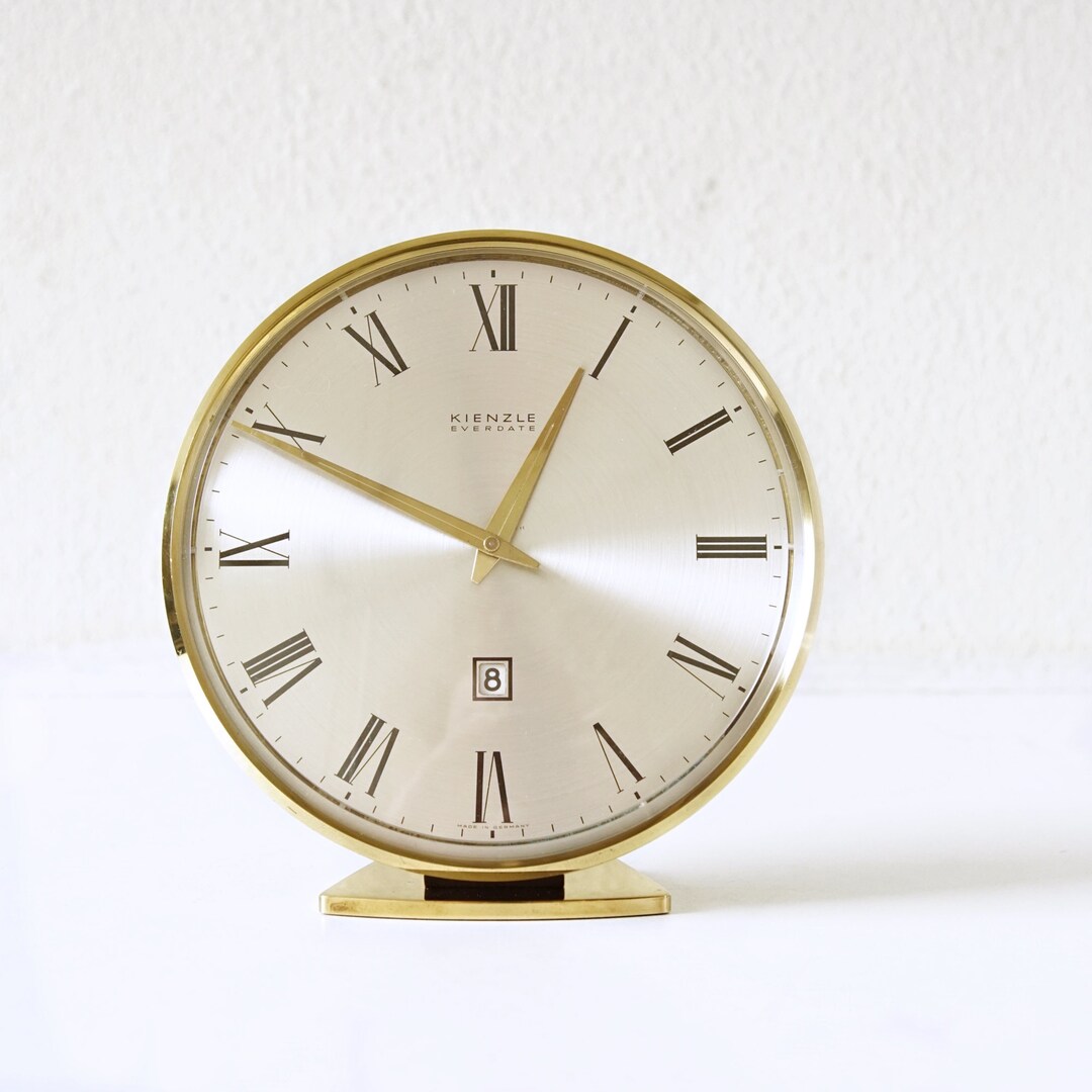 KIENZLE Mid Century Brass Table Clock / Desk Clock, Date Function, Germany - Etsy