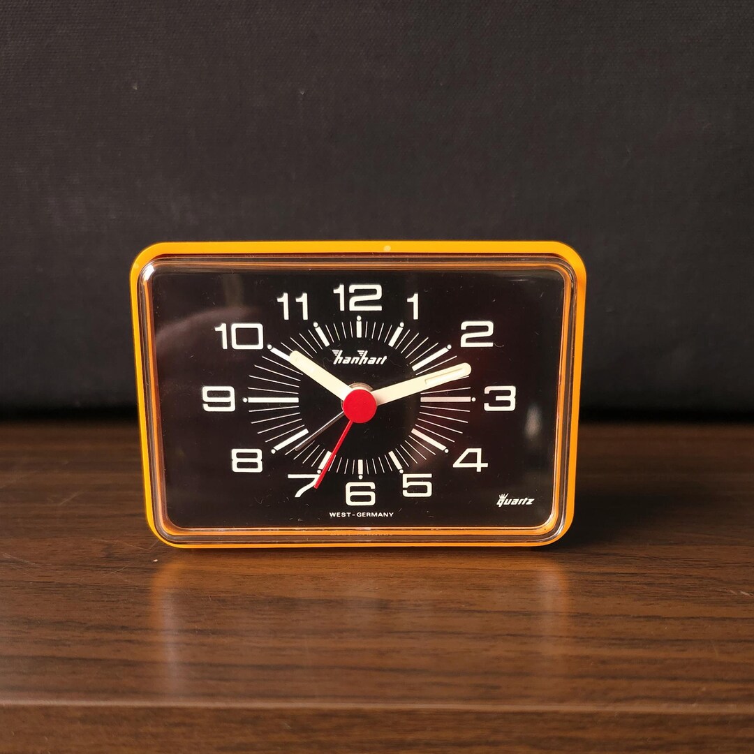 Orange / Yellow and Black Mid Century Alarm Clock / Desk Clock, Made by ...
