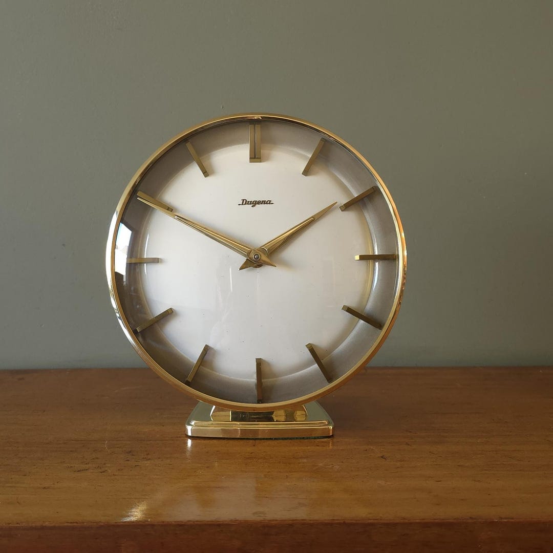 DUGENA Large Mid Century Brass Table Clock / Desk Clock, Germany - Etsy