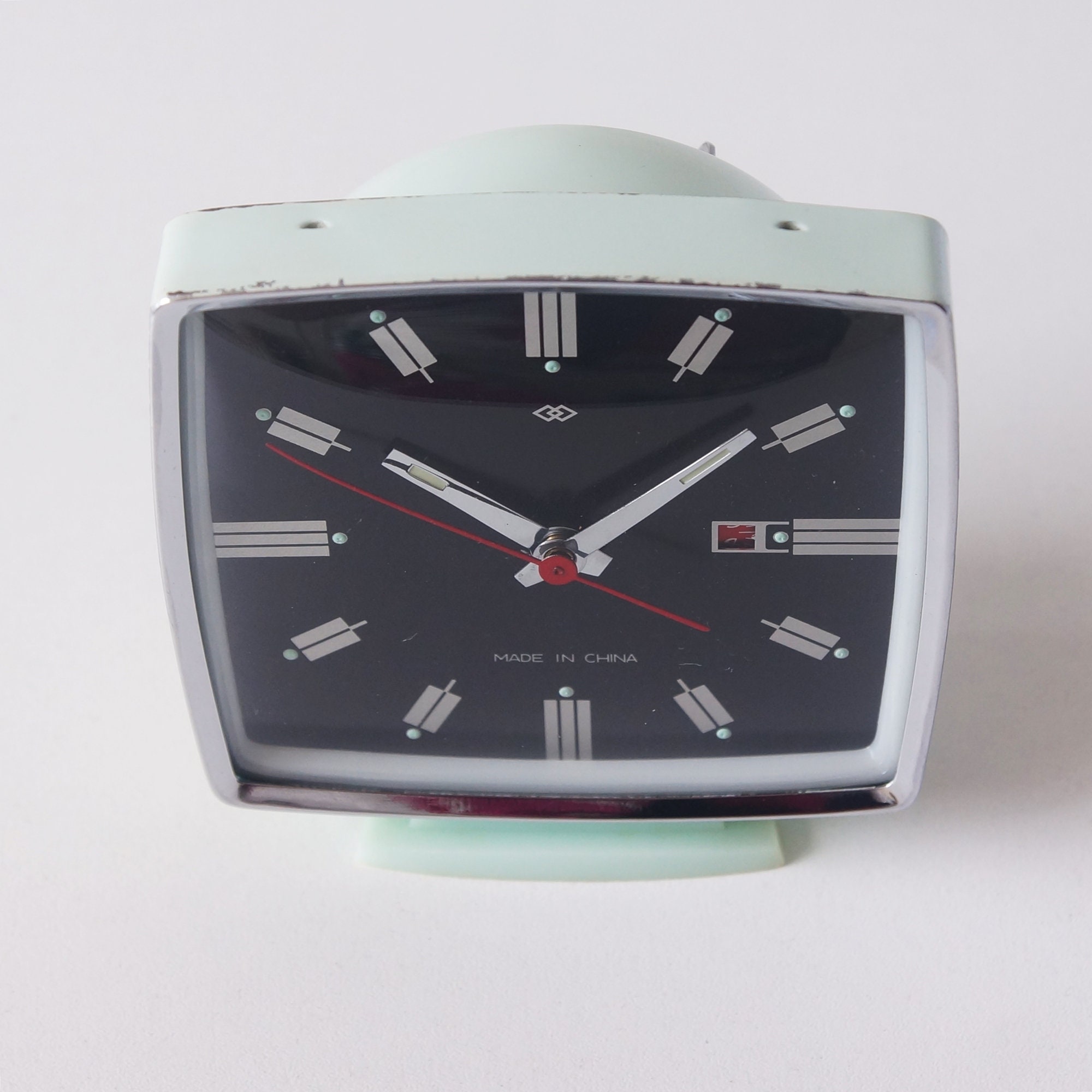Soft Green and Black Mid Century Alarm Clock Made in China - Etsy