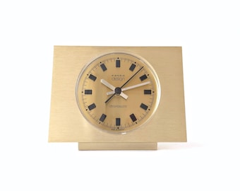 KIENZLE Mid Century Brass Table Clock / Desk Clock, Date Function, Germany - Etsy