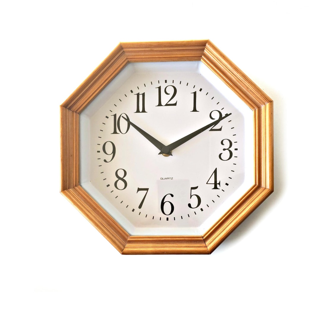 Vintage Wooden Wall Clock | Octagonal Shape | German Design - Etsy