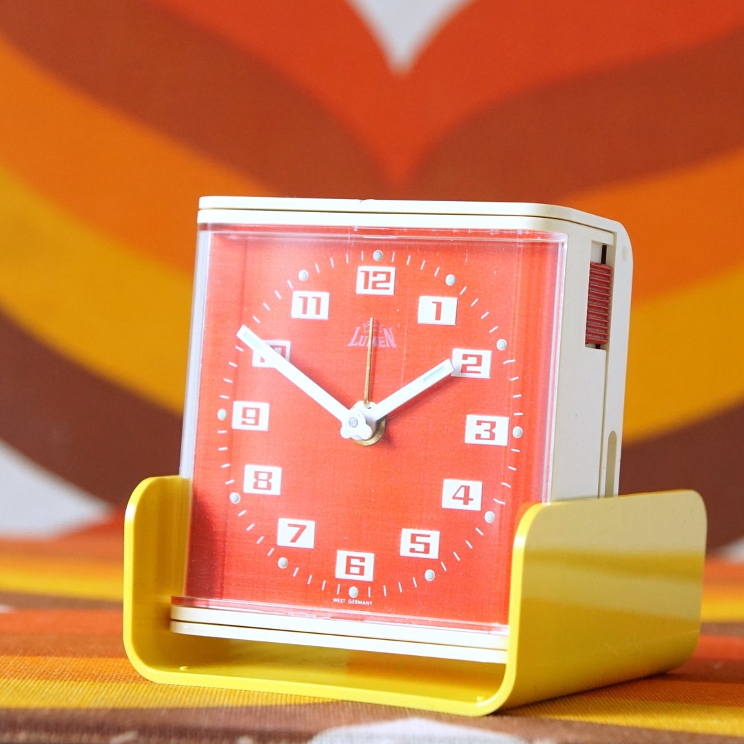 LUMEN, Red and Yellow Mid Century Travel Alarm Clock Made in West ...