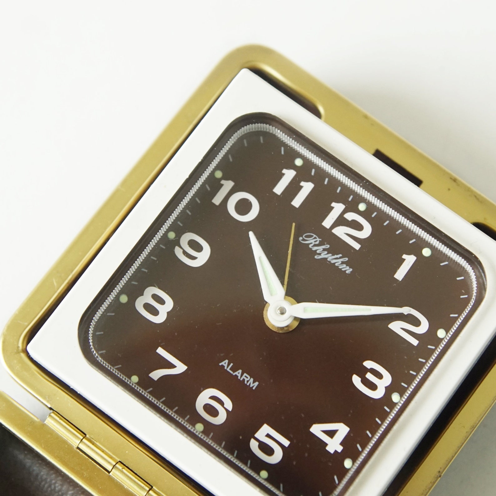 RHYTHM Brown and White Mid Century Travel Alarm Clock, Japan - Etsy