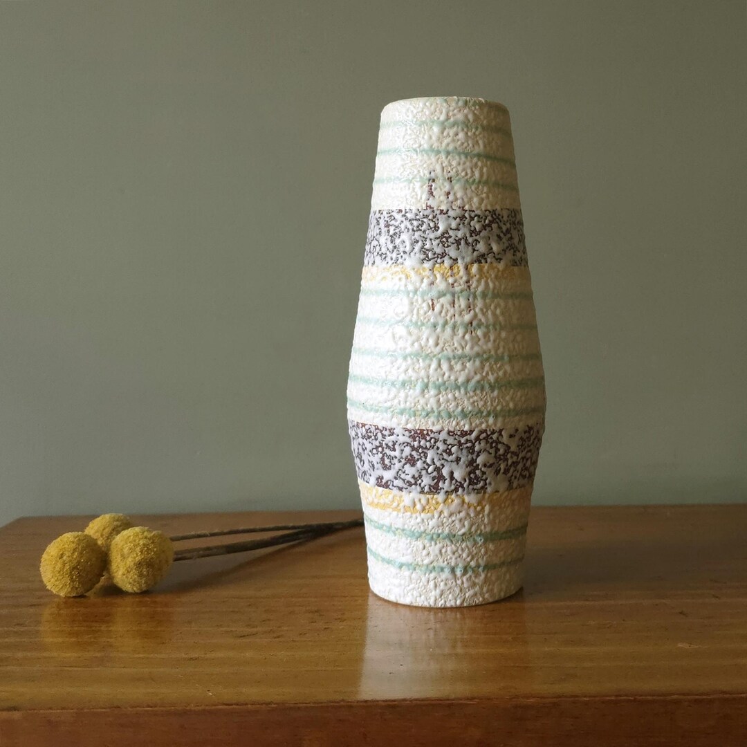 BAY Keramik, off White Mid Century Vase, Pastel Decor, West German ...