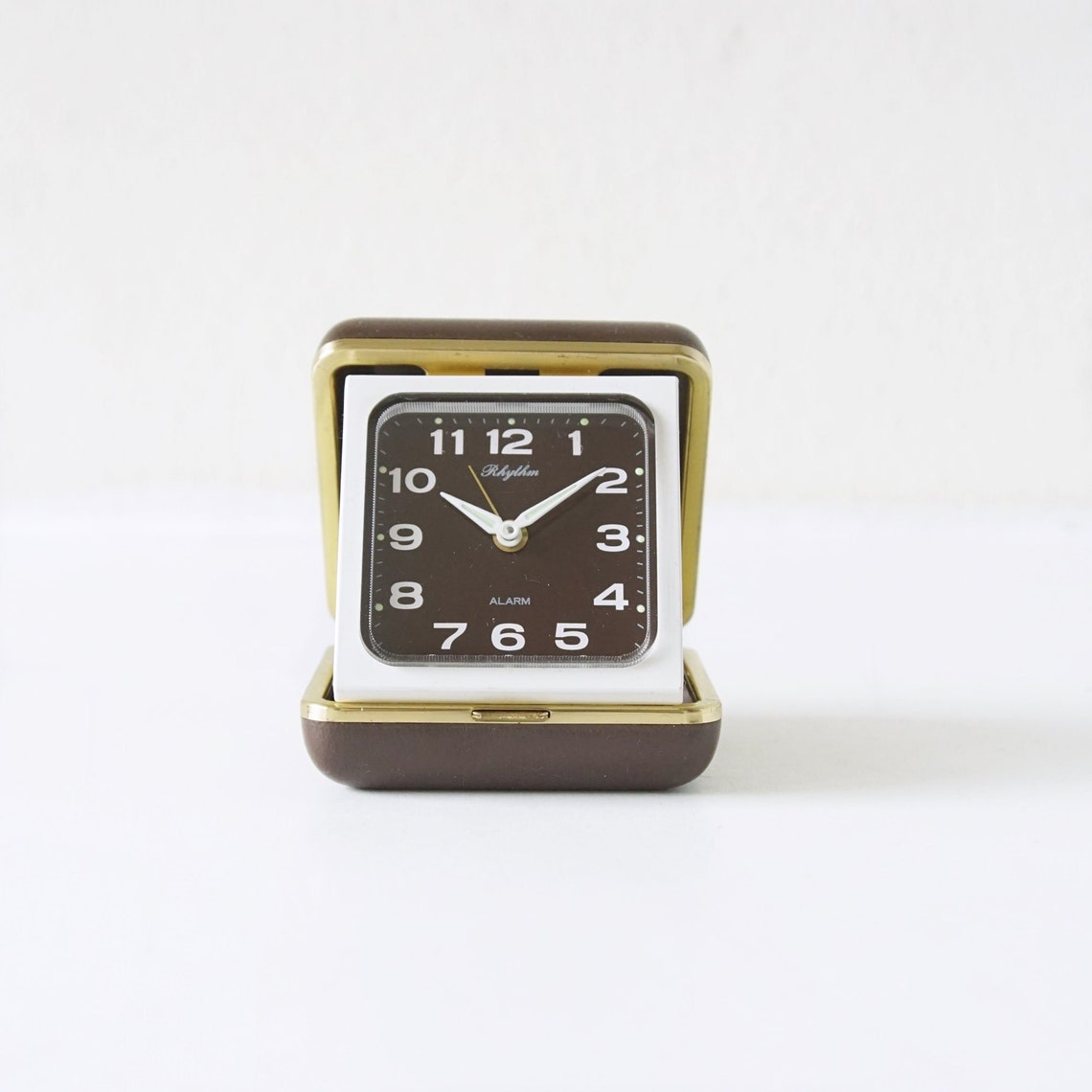 RHYTHM Brown and White Mid Century Travel Alarm Clock, Japan - Etsy