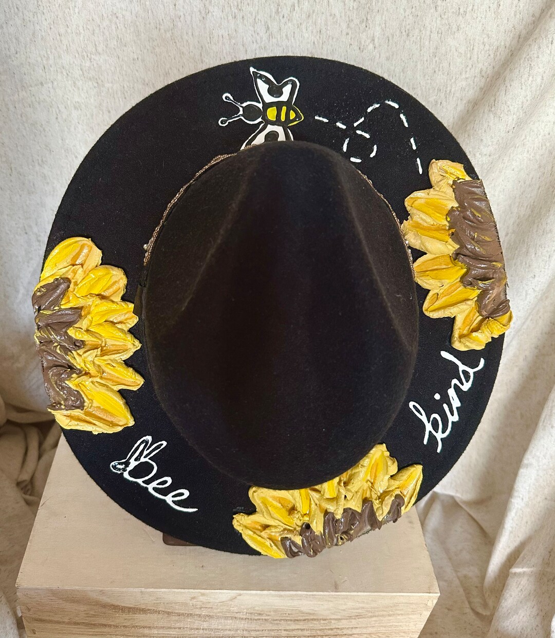 Floral Fedoras, Black Bee Fedora, Flower Hat, Hand Crafted, Hand ...