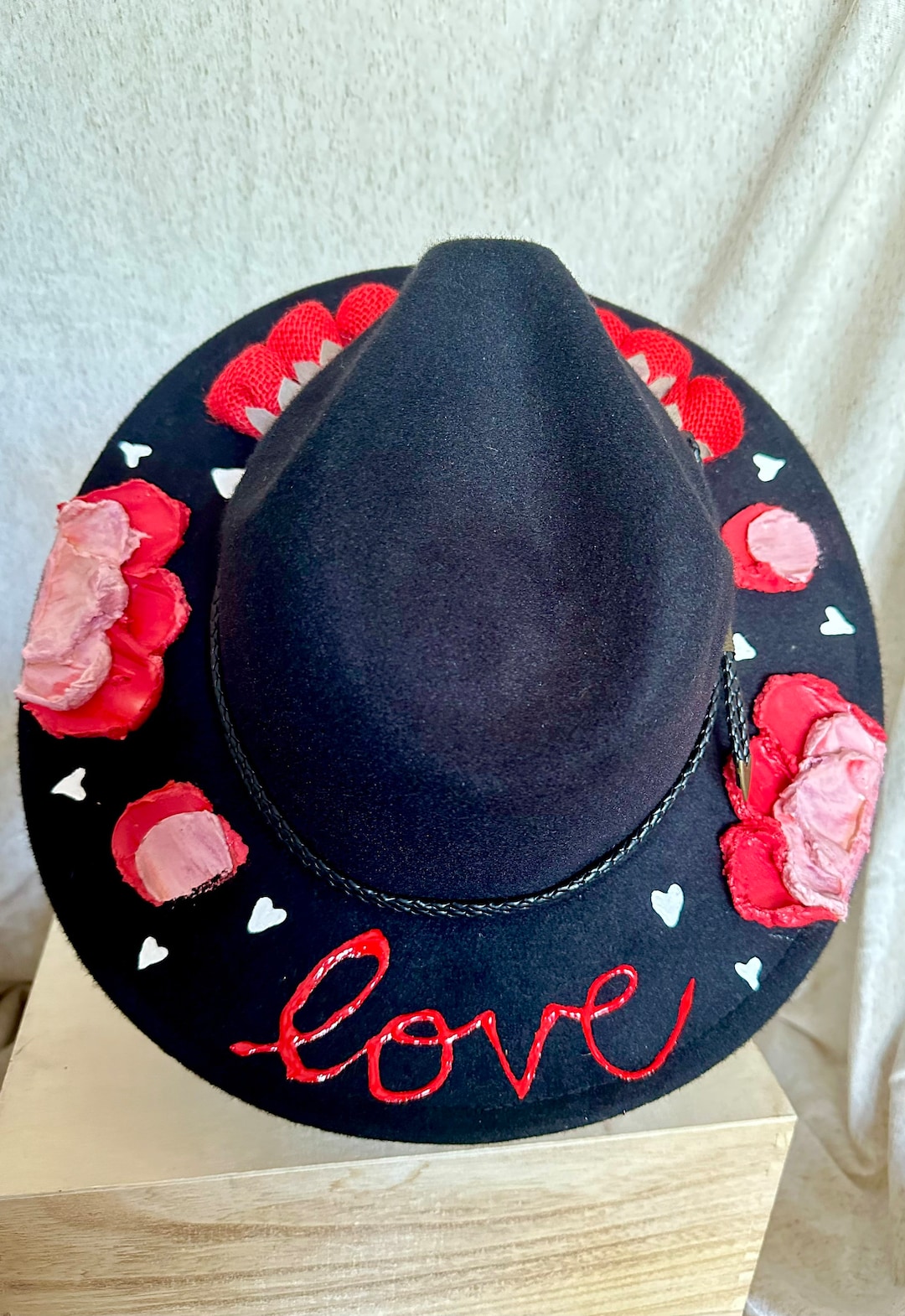 Floral Fedoras, Black Fedora, Flower Hat, Hand Crafted, Hand Painted - Etsy