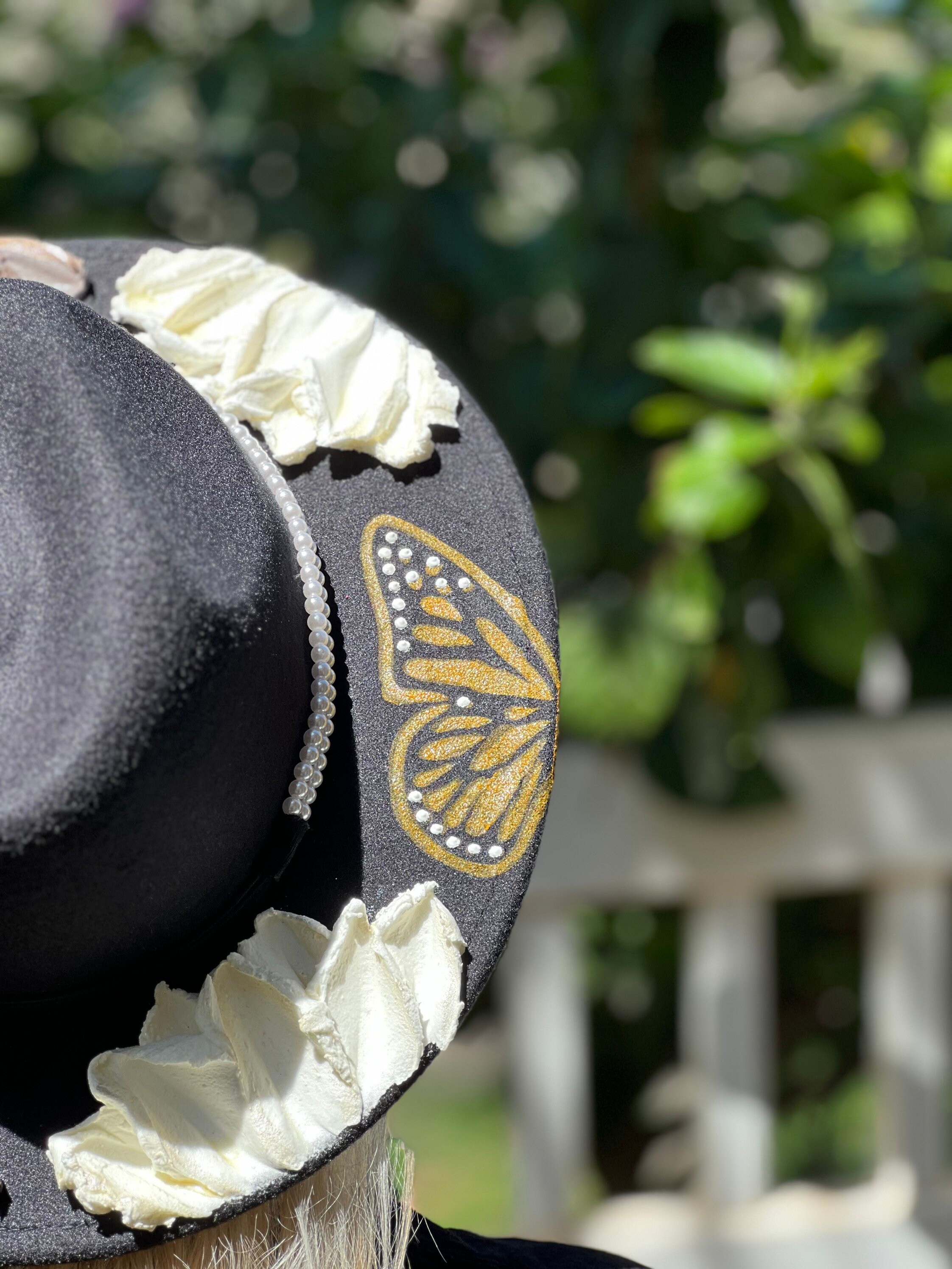 Floral Fedoras, Black Fedora, Flower Hat, Hand Crafted, Hand Painted - Etsy