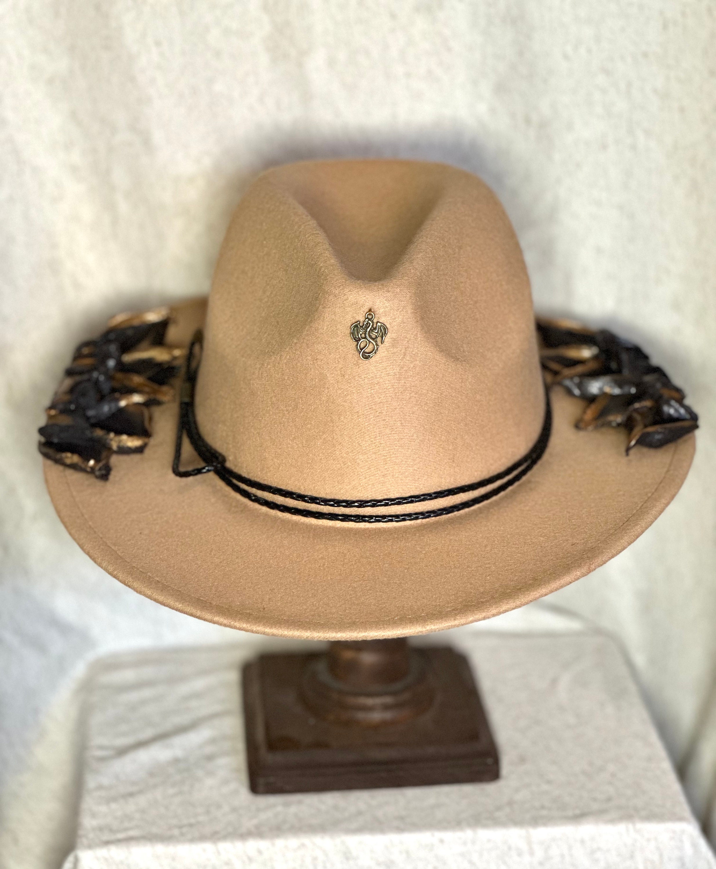 Floral Fedoras, Tan Fedora, Flower Hat, Dragon Fedora Hat, Hand Crafted ...