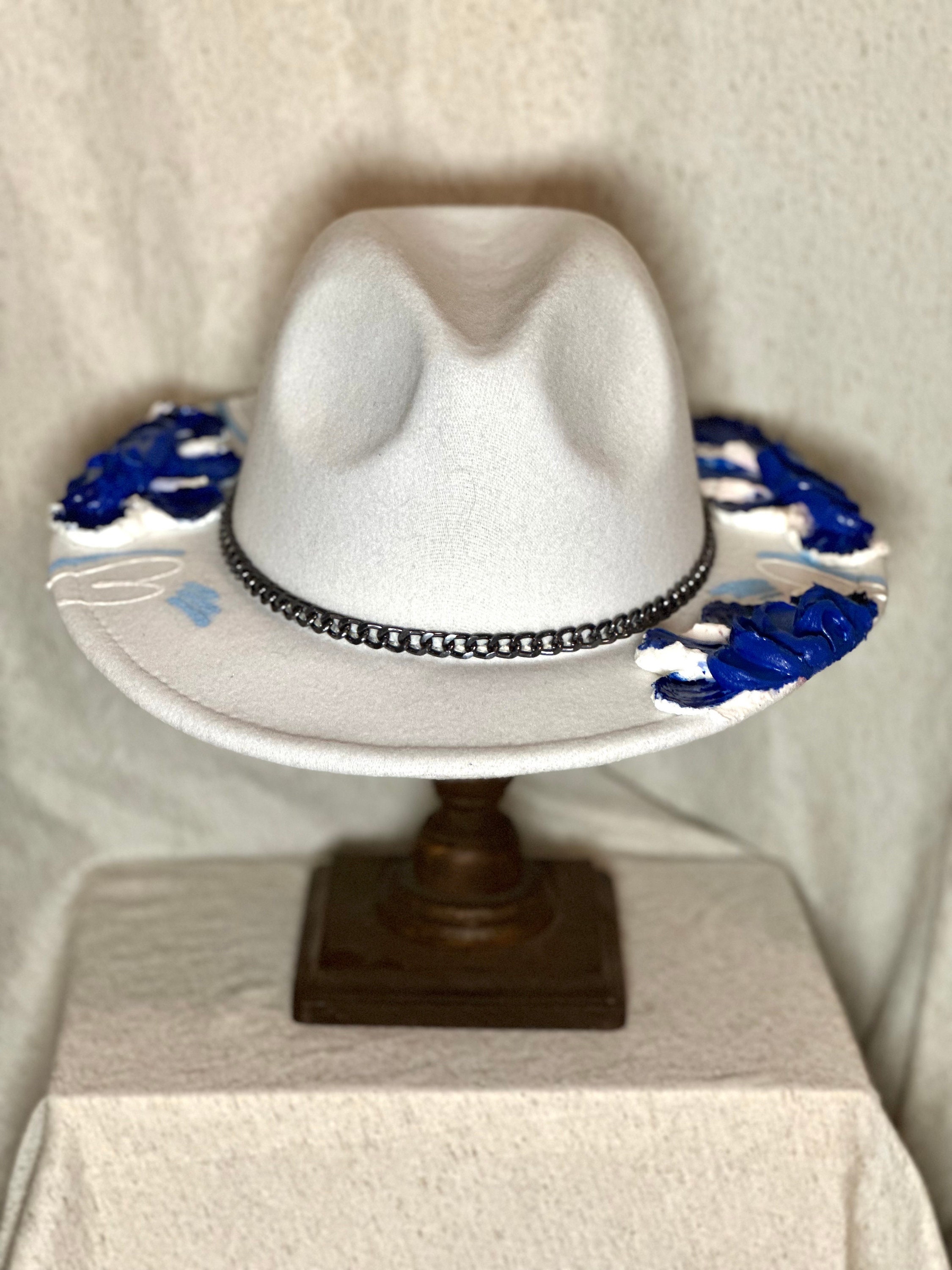 Floral Fedoras, White Fedora, Flower Hat, Hand Crafted, Hand Painted - Etsy