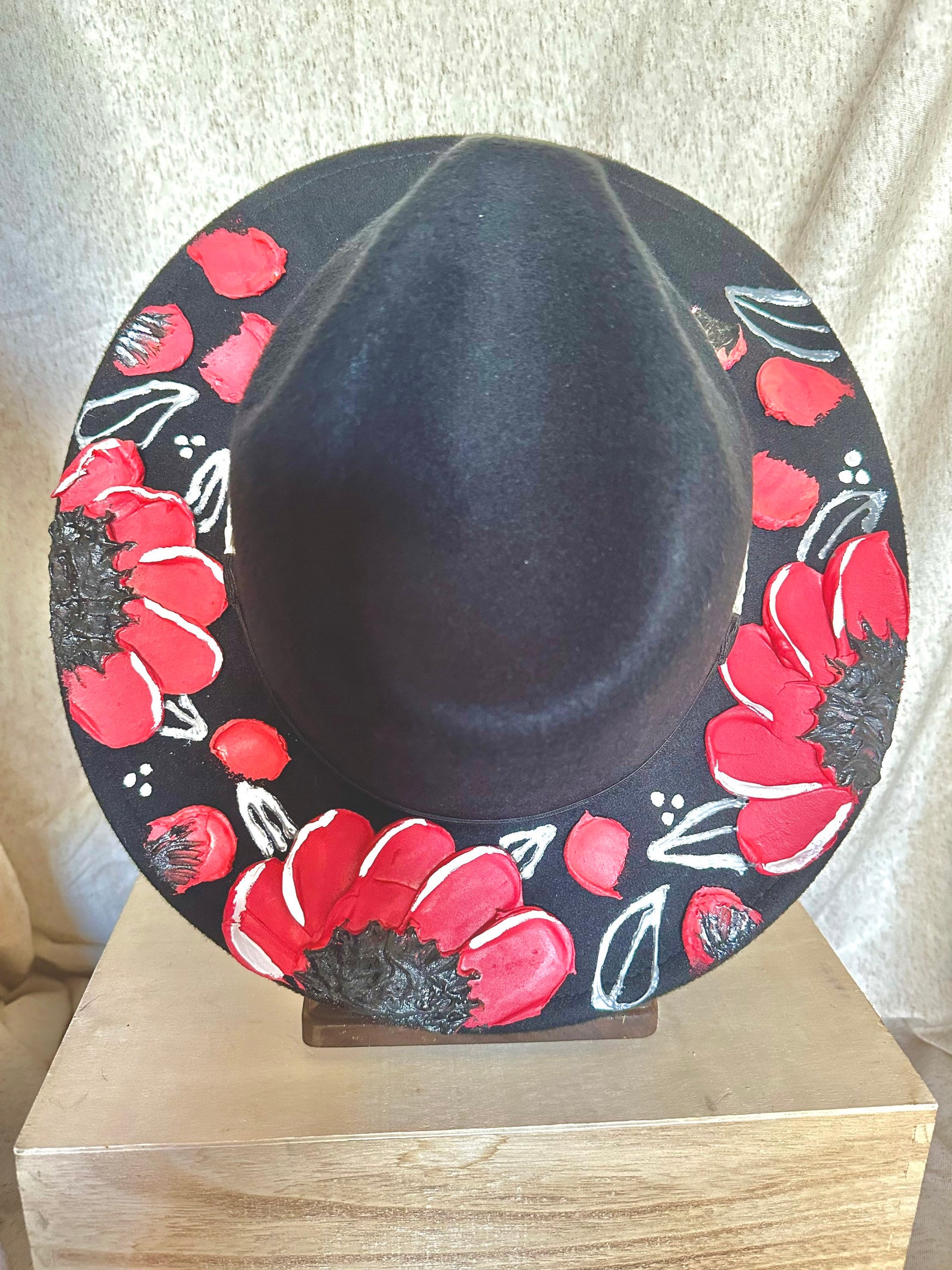 Floral Fedoras, Black Fedora, Flower Hat, Hand Crafted, Hand Painted - Etsy