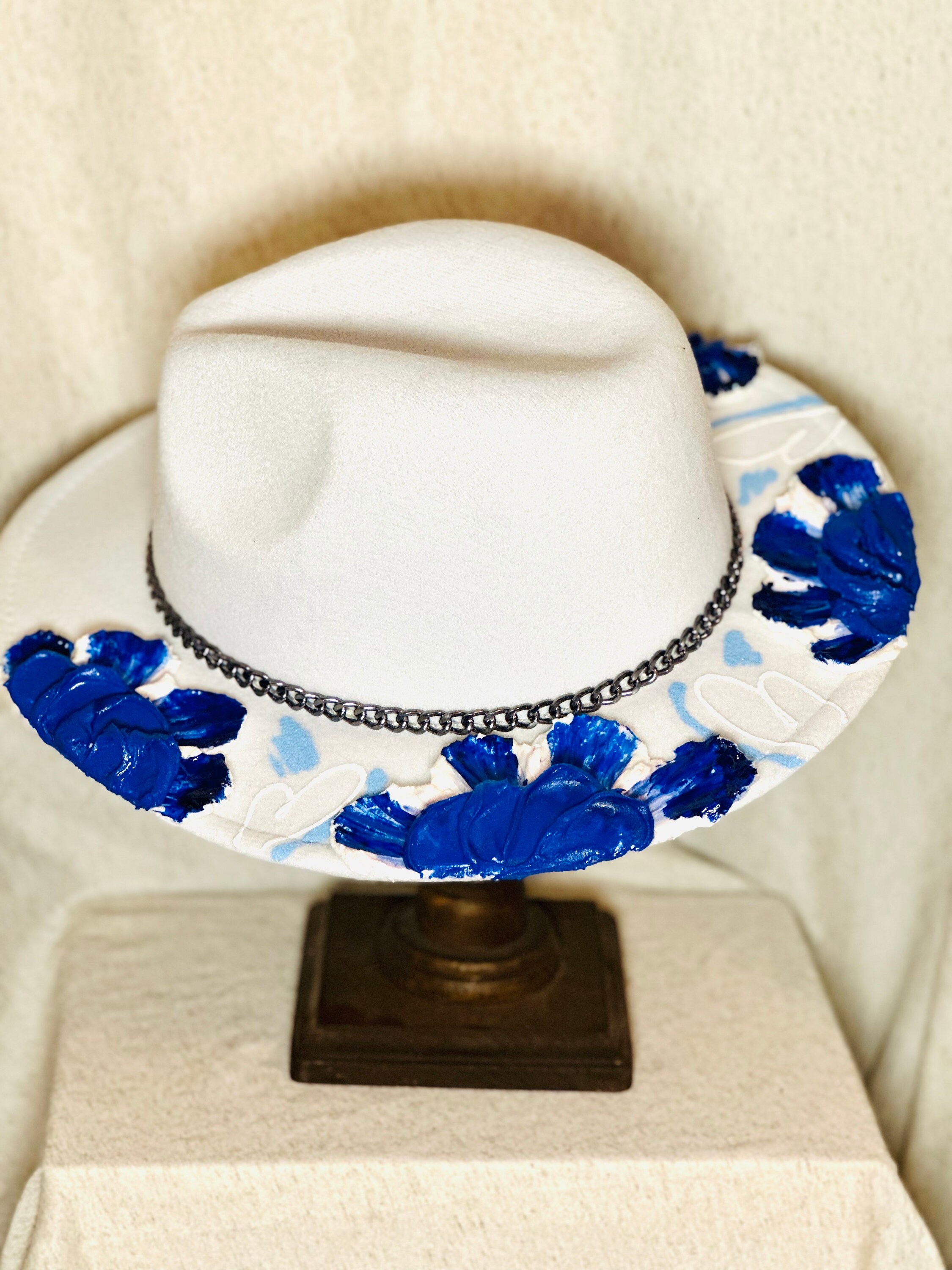 Floral Fedoras, White Fedora, Flower Hat, Hand Crafted, Hand Painted - Etsy