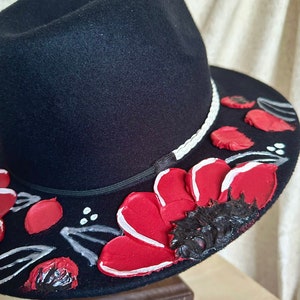 Floral Fedoras, Black Fedora, Flower Hat, Hand Crafted, Hand Painted - Etsy