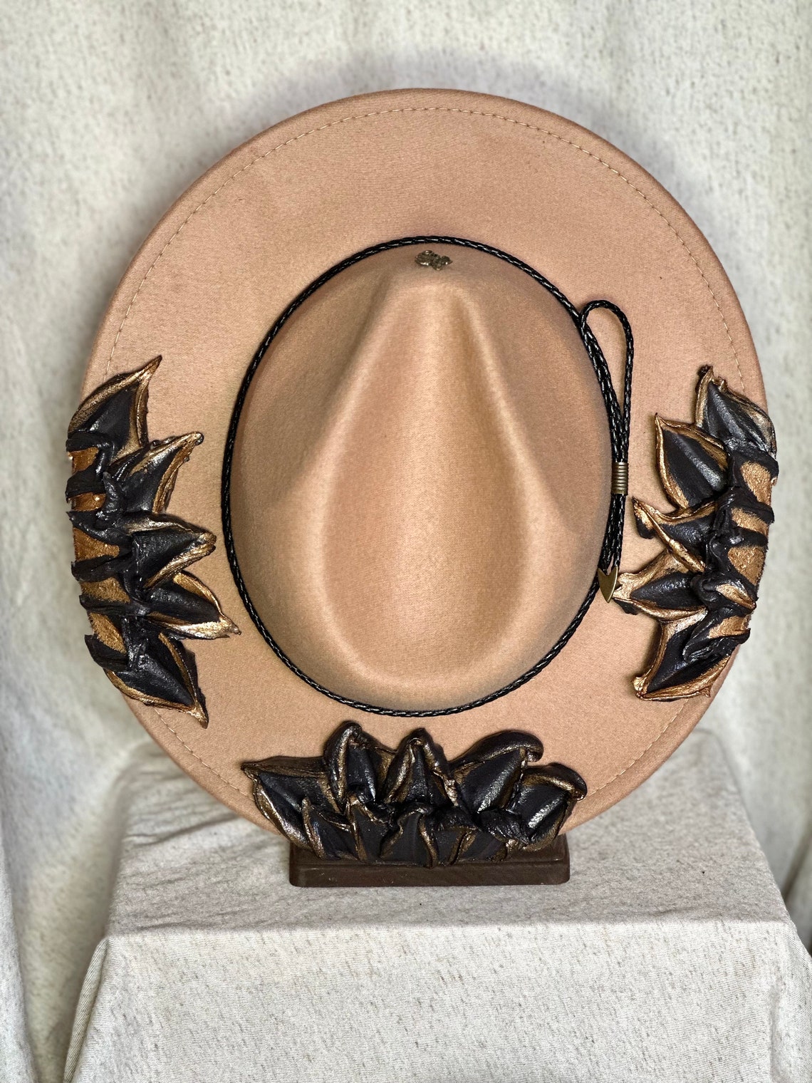 Floral Fedoras, Tan Fedora, Flower Hat, Dragon Fedora Hat, Hand Crafted ...