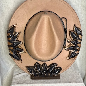 Floral Fedoras, Tan Fedora, Flower Hat, Dragon Fedora Hat, Hand Crafted ...