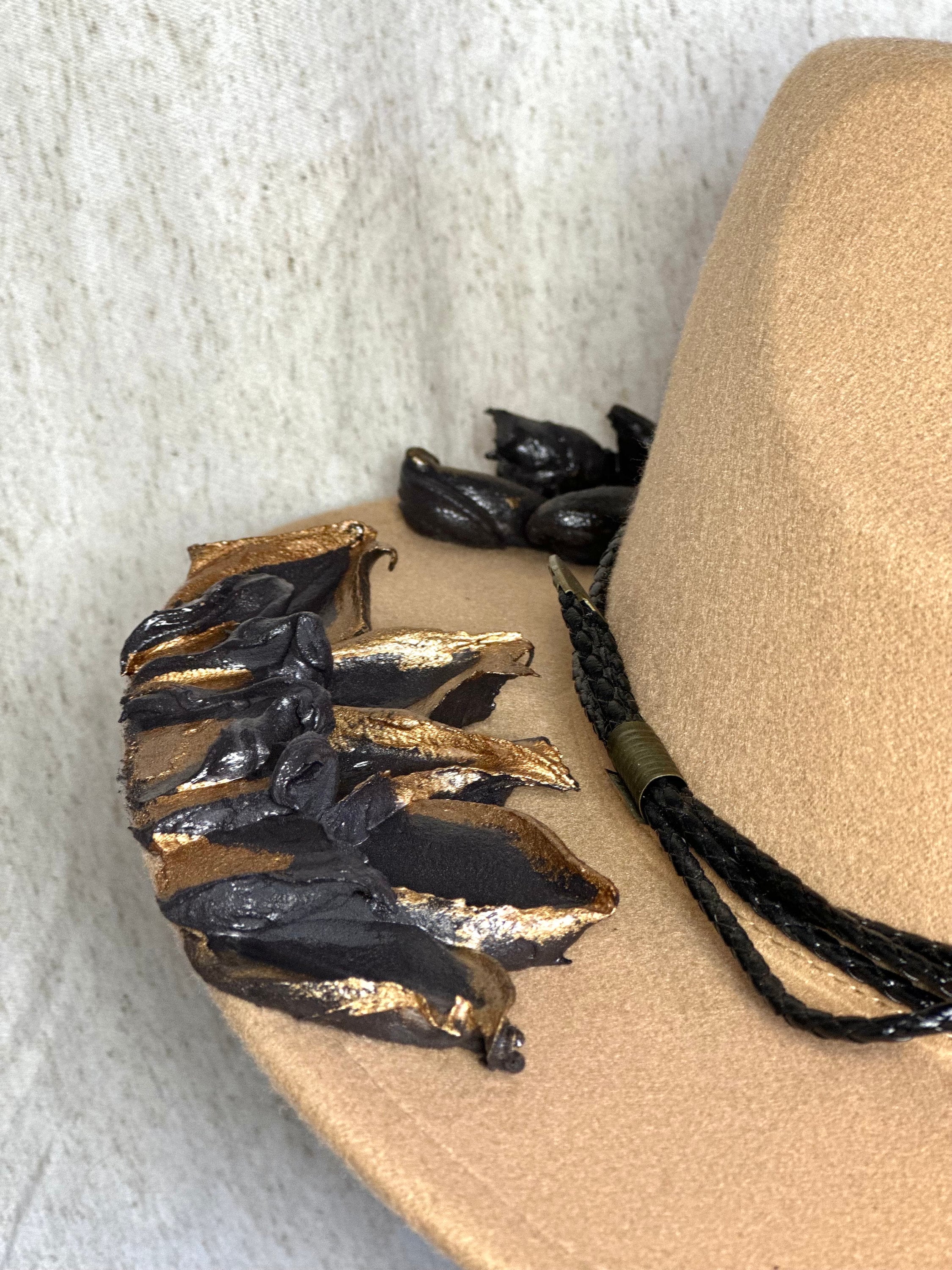 Floral Fedoras, Tan Fedora, Flower Hat, Dragon Fedora Hat, Hand Crafted ...