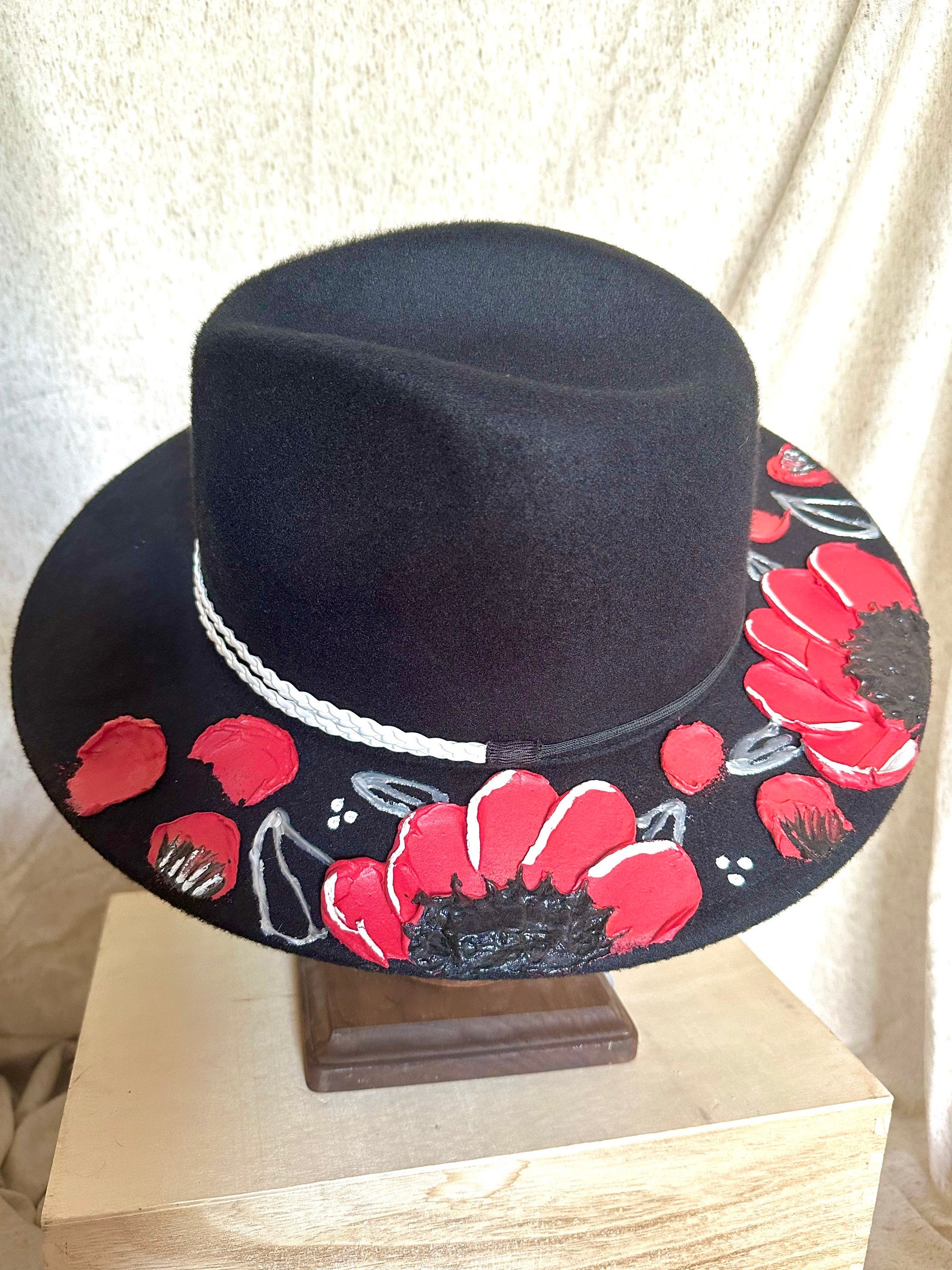 Floral Fedoras, Black Fedora, Flower Hat, Hand Crafted, Hand Painted - Etsy