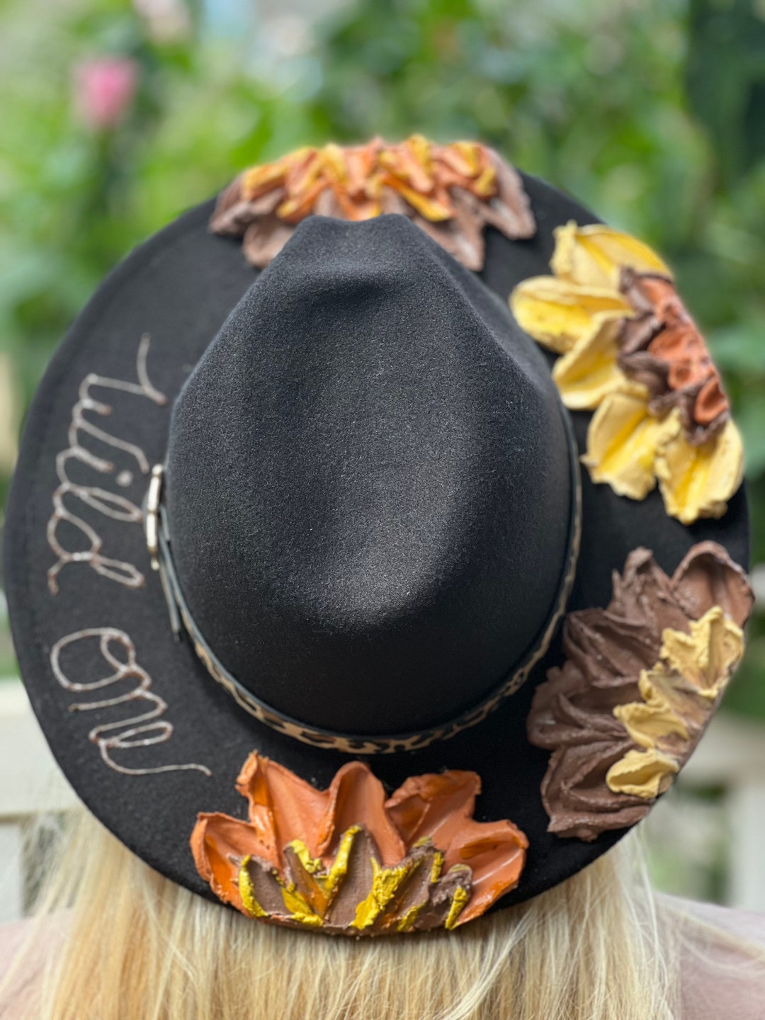 Floral Fedoras, Leopard Fedora, Fall Hat, Flower Hat, Hand Crafted ...
