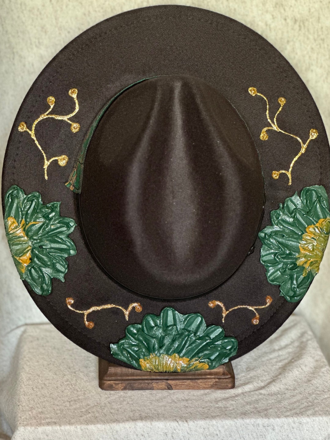 Floral Fedoras, Black Fedora, Flower Hat, Hand Crafted, Hand Painted - Etsy