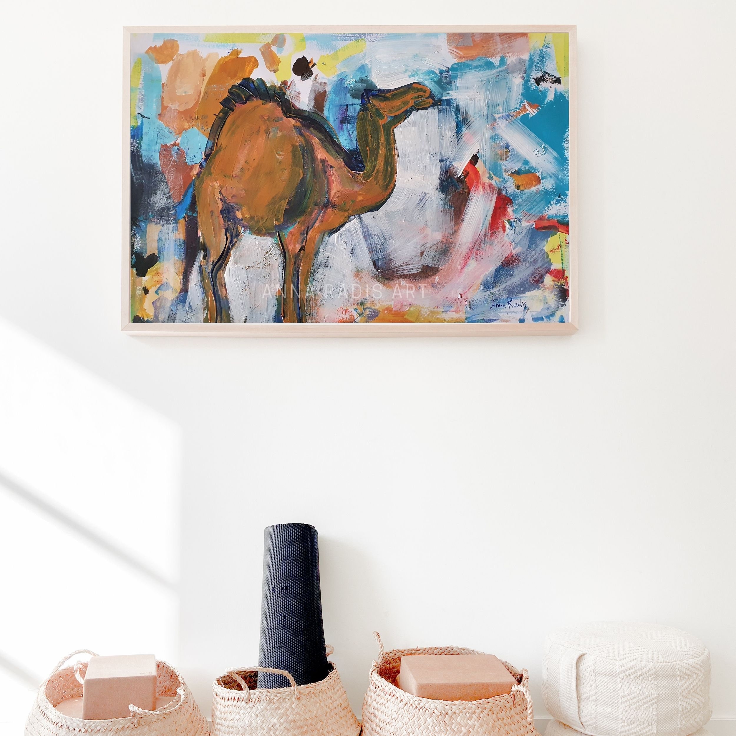Abstract Camel Art Painting Print on Paper, Colorful Impressionist Art ...