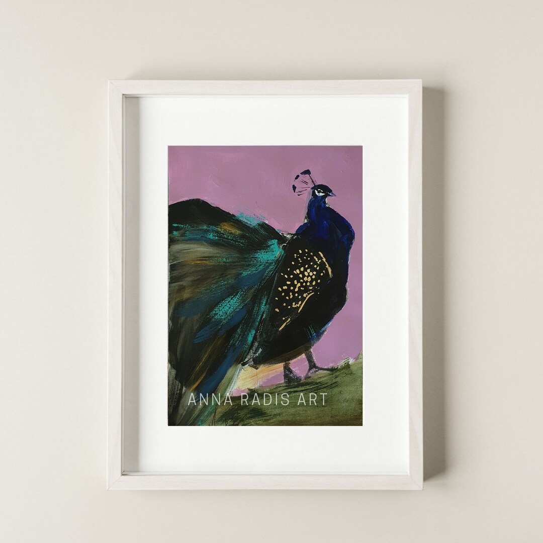 Peacock Painting, Peacock Wall Art, Abstract Bird Painting, Acrylic ...