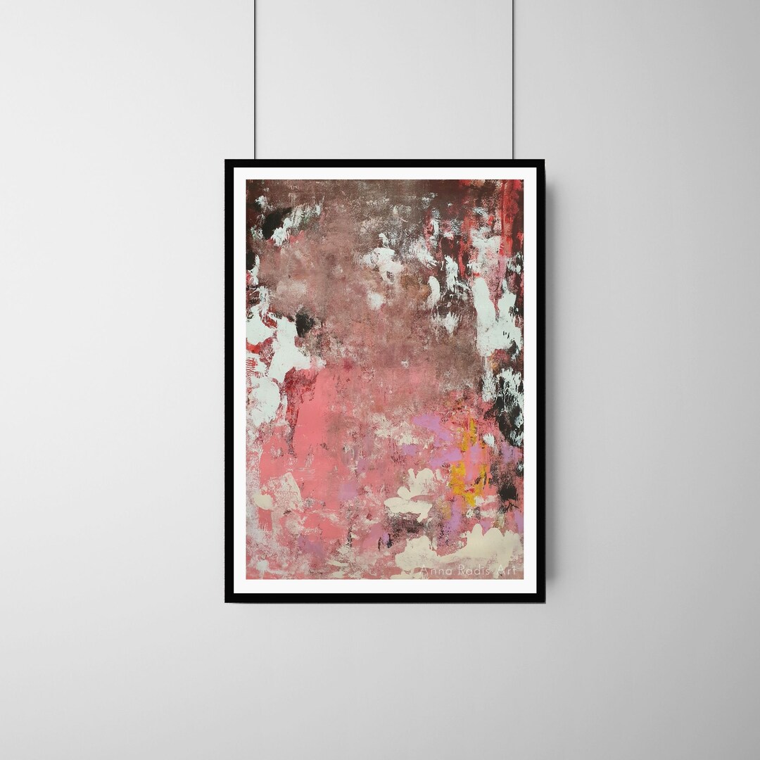 Original Pink Abstract Artwork, Pink Art Work, Pink White Abstract ...
