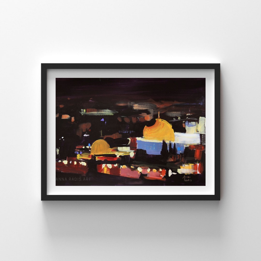 Jerusalem Painting Original Jewish Artwork: Night City Impressionist ...