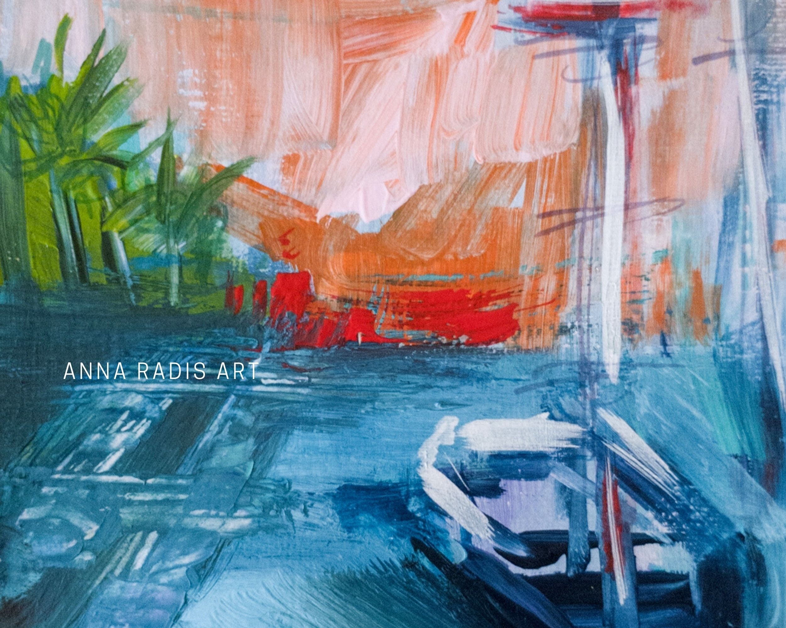 Sunset Miniature Painting Mini Artwork Yacht Painting - Etsy