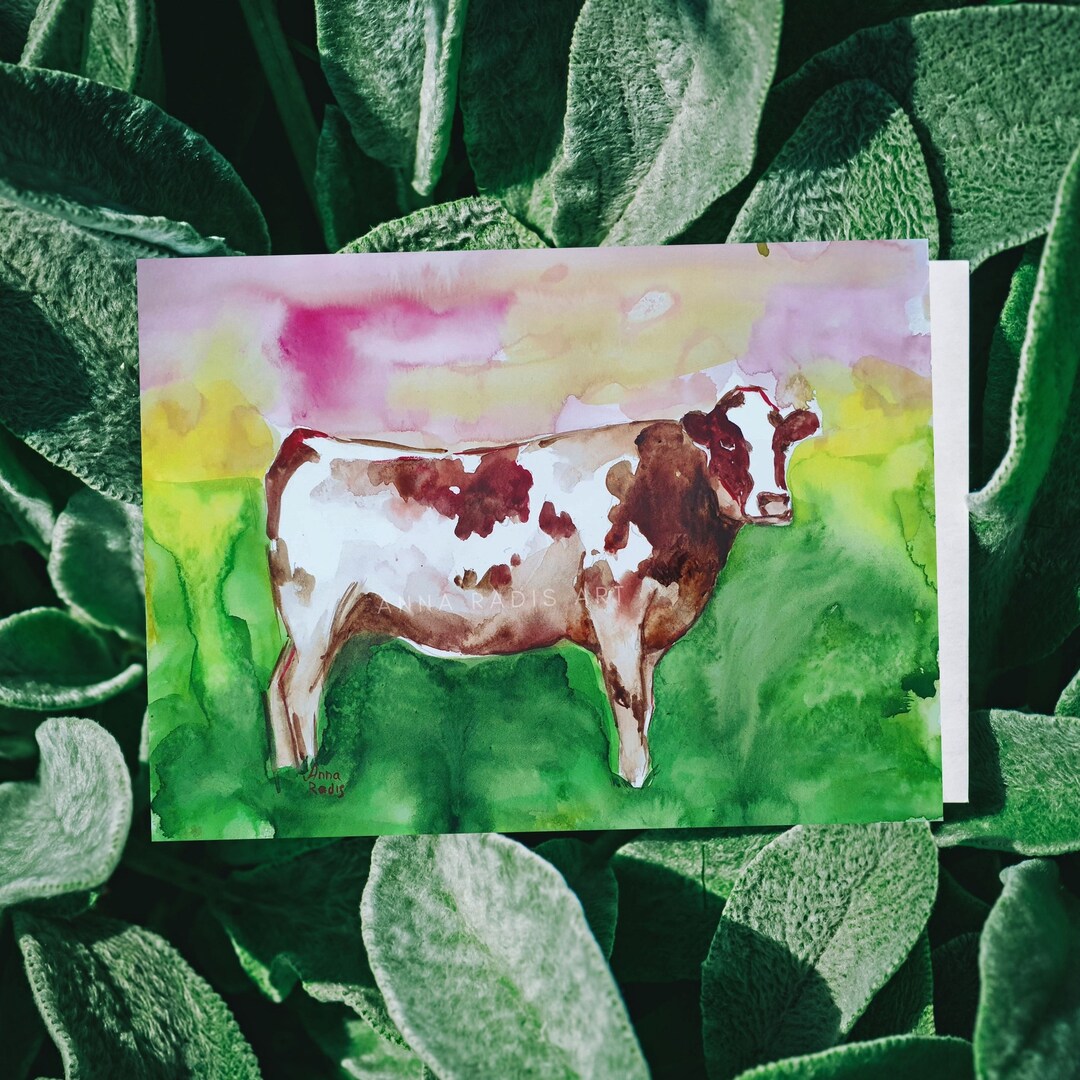Original Aquarelle Cow Painting, Watercolor Painting Animal, Abstract ...