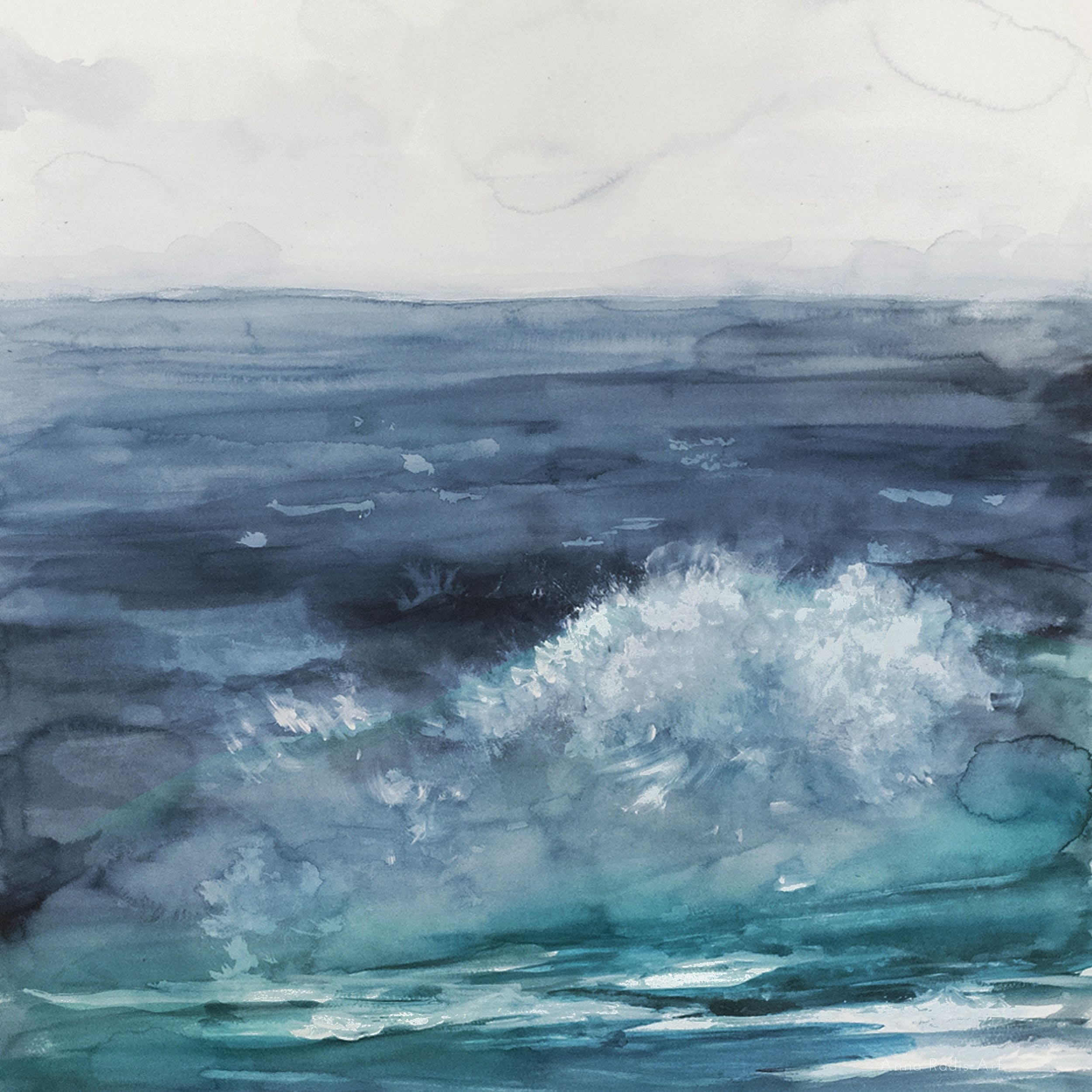 Watercolor Original Sea Painting, Watercolor Ocean Art, Aquarelle ...