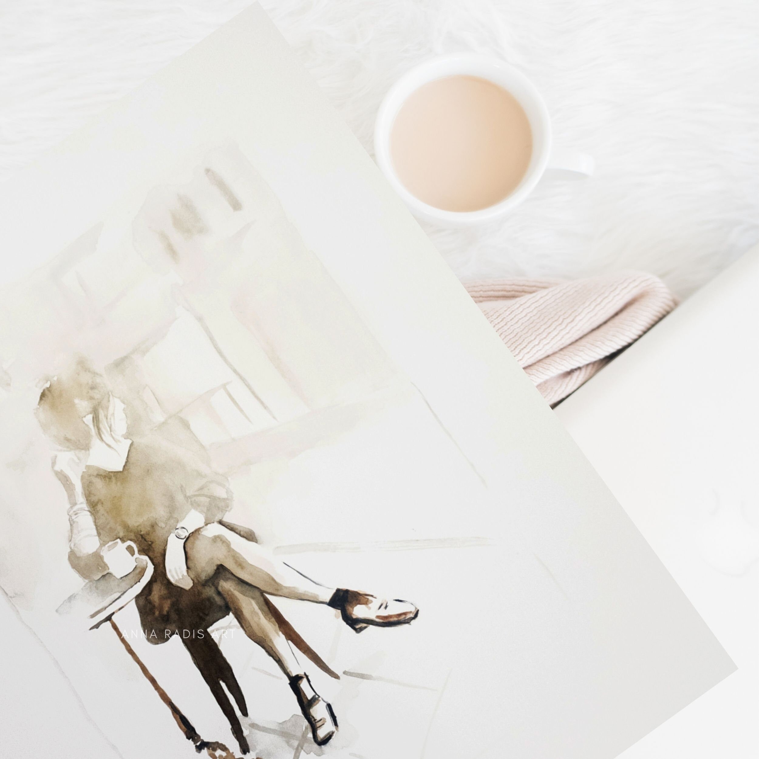 Original Minimal Female Figure Painting in Brown Woman - Etsy