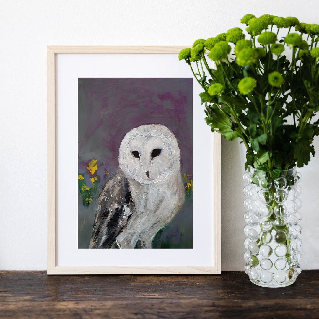 Barn Owl Art Acrylic Painting Original, Barn Owl Artwork, Abstract Bird ...