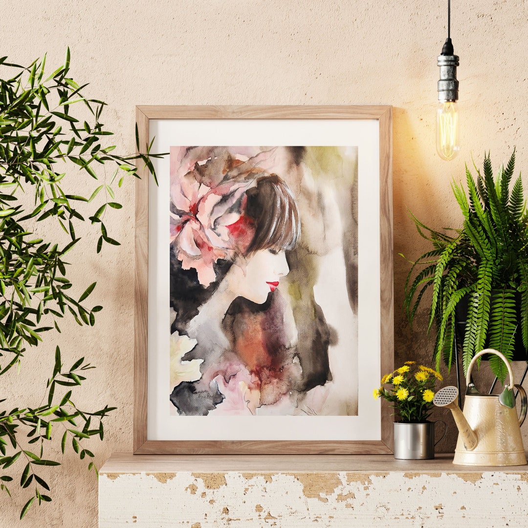 Aquarelle Painting Woman Profile Painting Original Watercolor Painting ...