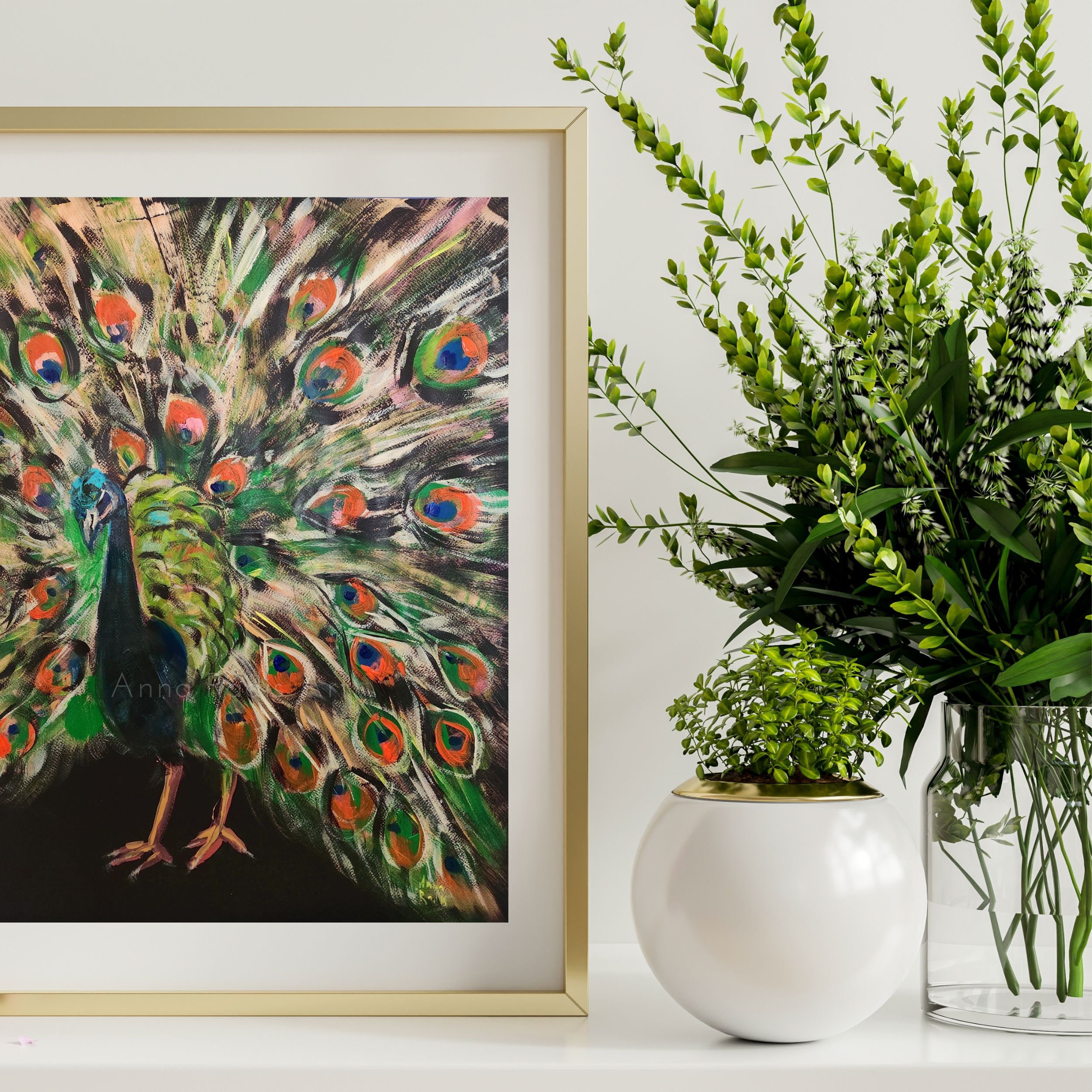 Original Peacock Painting, Peacock Wall Art, Abstract Bird Painting ...
