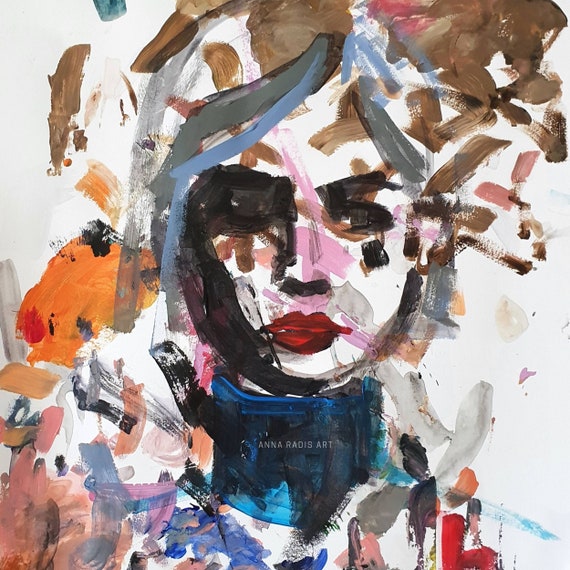 Abstract Face Original Painting of Woman Impressionist Art | Etsy