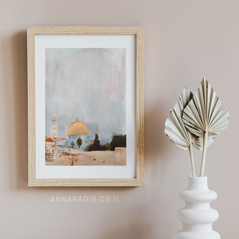 Jerusalem Old City Painting: Holy Land Art With Gold Imitation - Etsy