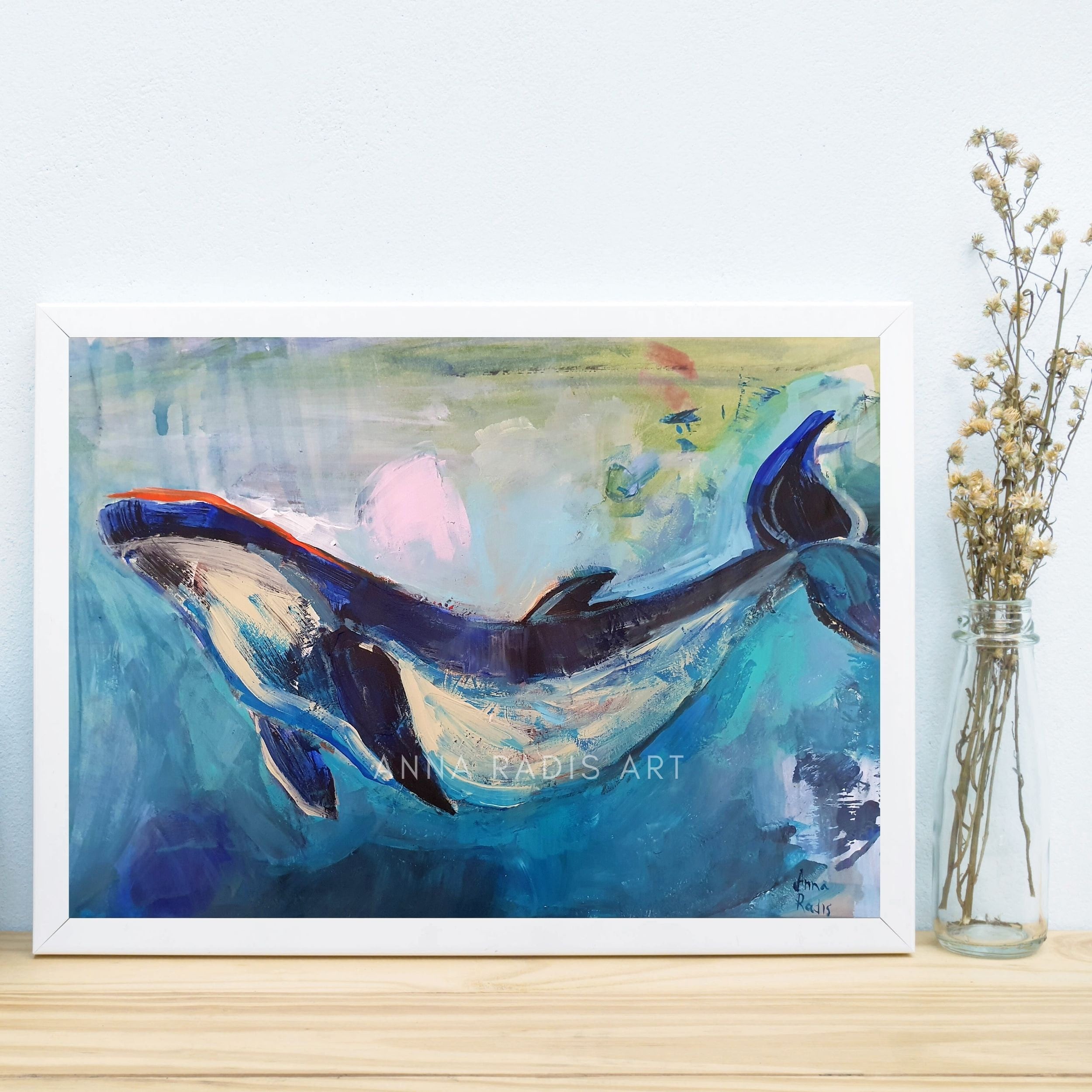 Whale Painting Acrylic Painting Handmade Whale Art - Etsy UK