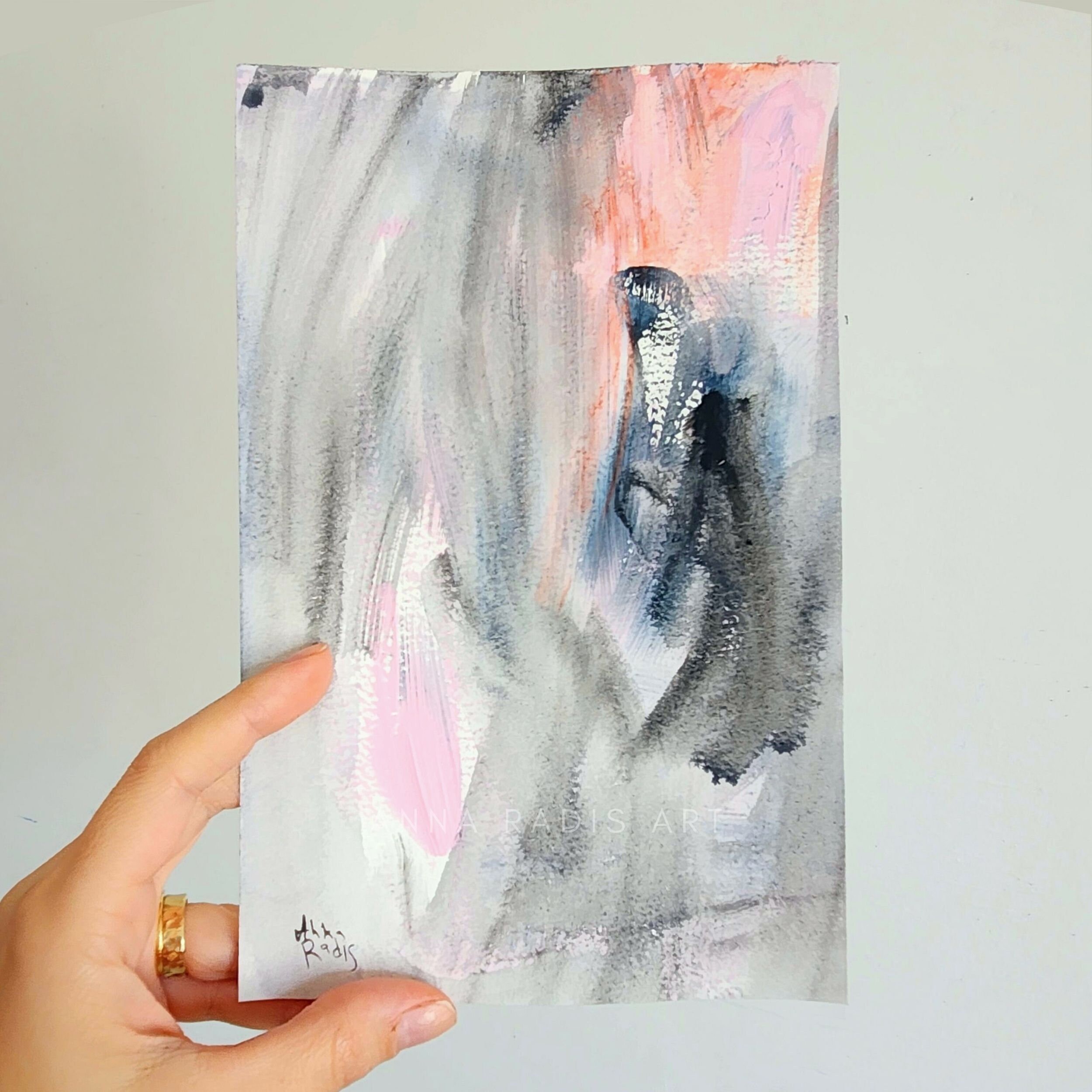 Japandi Wall Art Mini Abstract Painting, Scandinavian Art Original ...