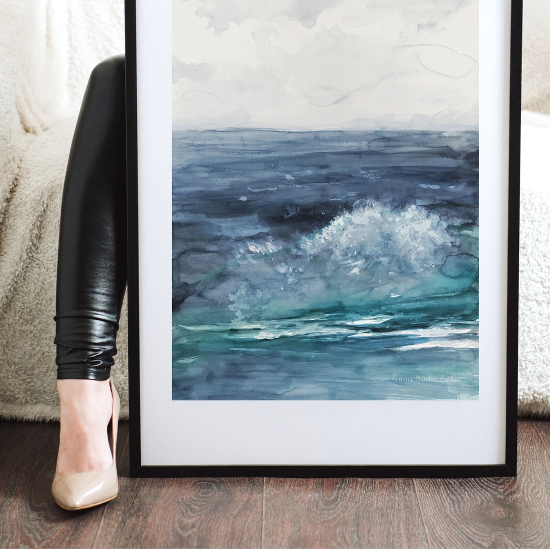 Large Watercolor Ocean Original Painting, Watercolor Art Seascape ...