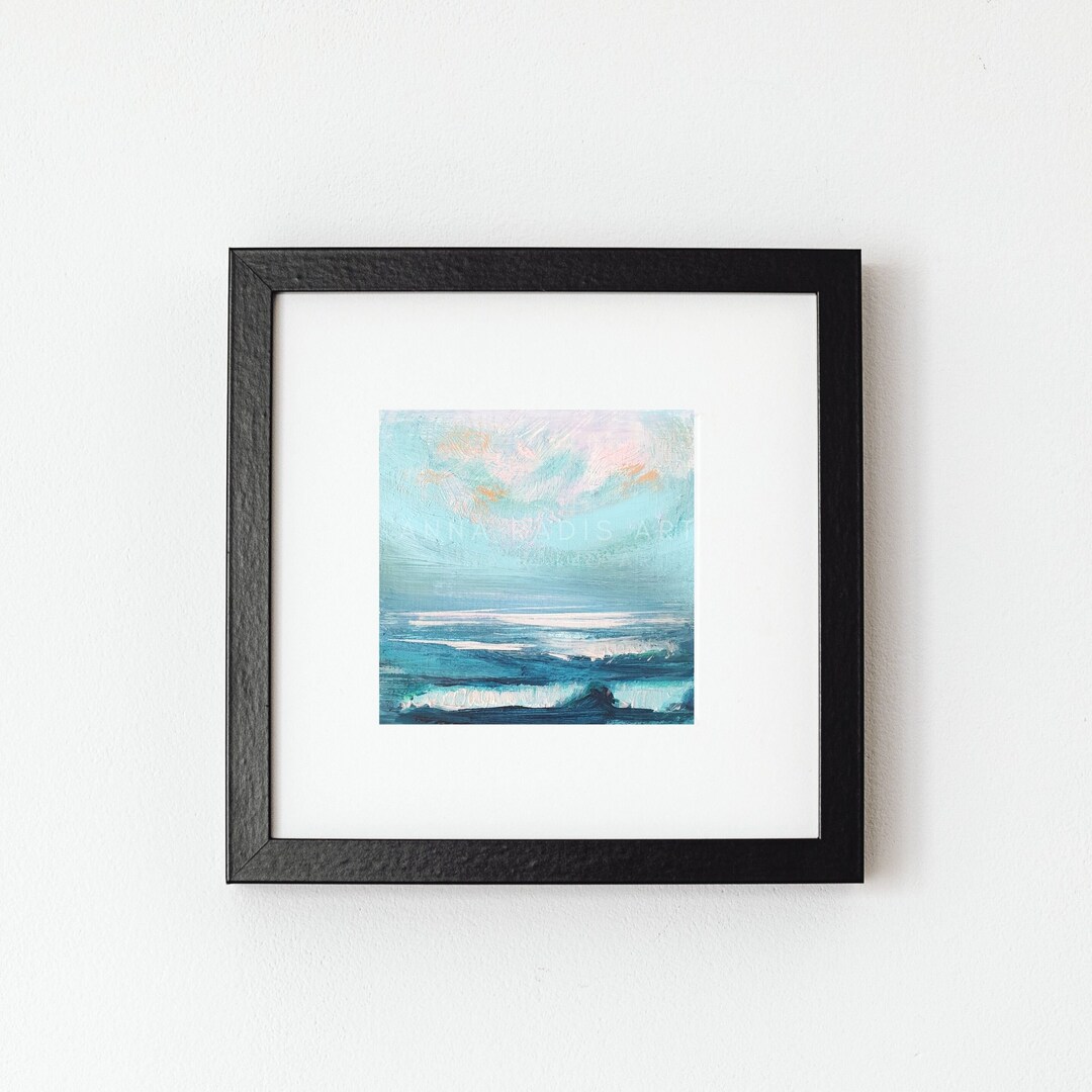 Original Seascape Mini Wall Art: Abstract Miniature Painting Ocean ...