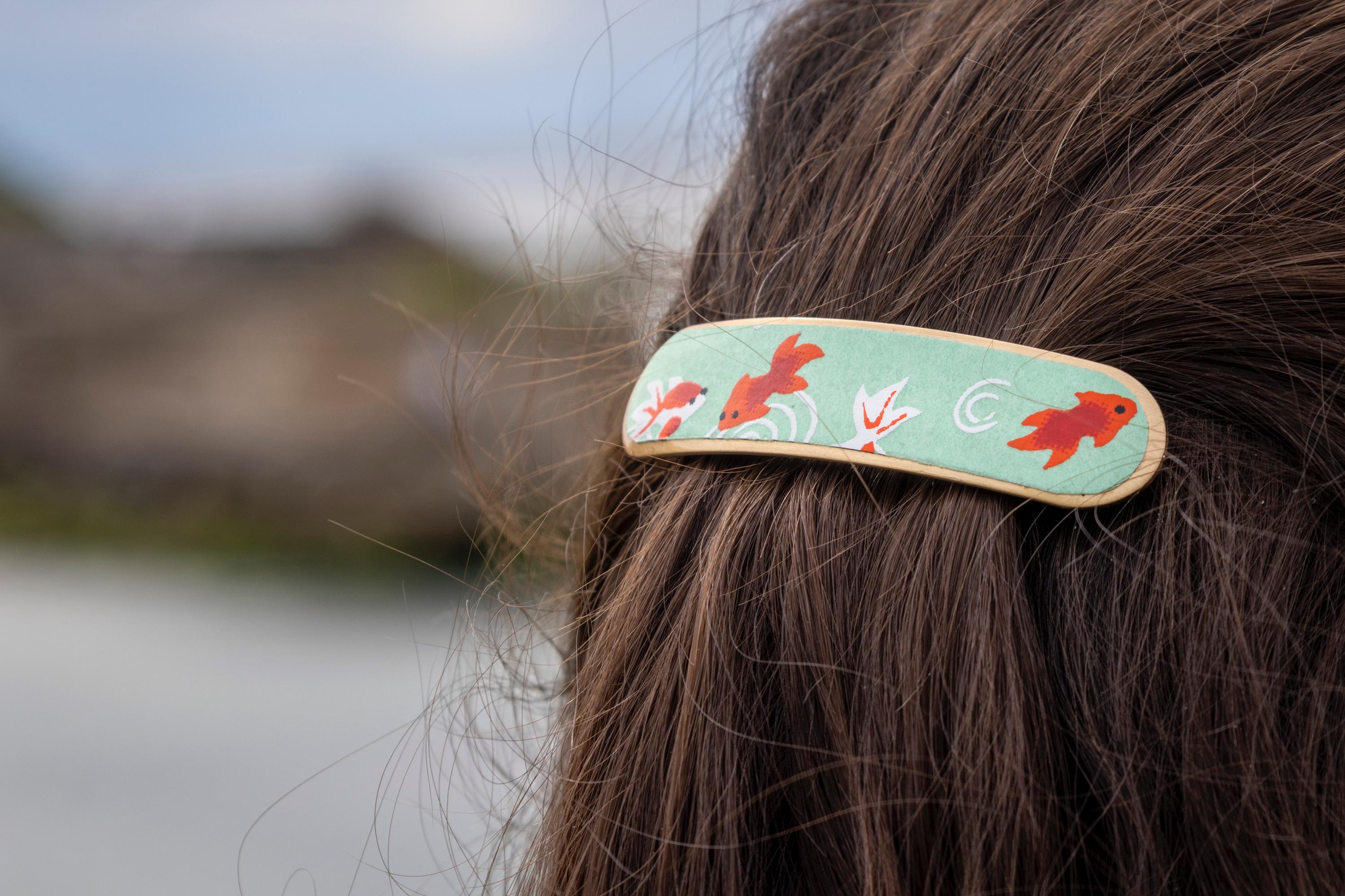 Japanese-style Goldfish Hair Clip | Handmade Hair Accessory | Red and ...