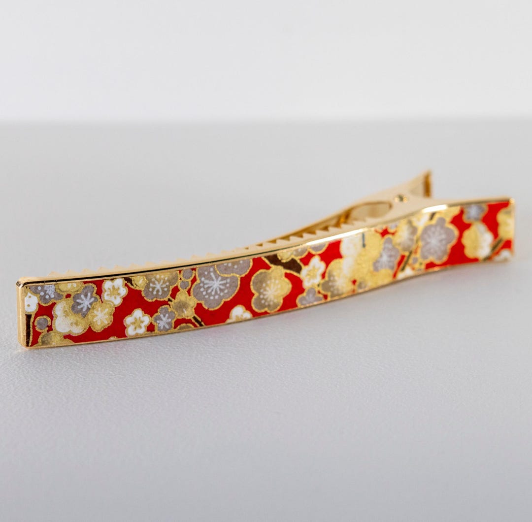 Hair Clip Crocodile Clip | Japanese Paper Cherry Blossoms Red ...