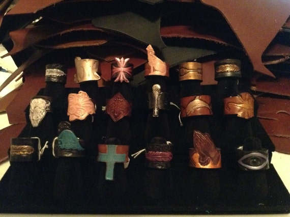 Rings Leather Rings Jewelry Finger Art Leather Handmade | Etsy